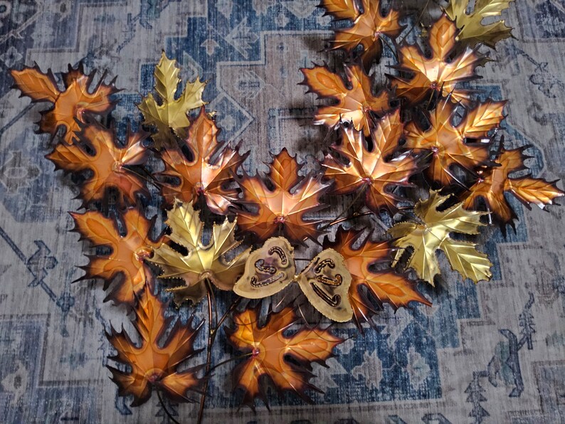 MCM Brass and Copper Maple Leaves Wall Art Extra Large Brass and Copper ...