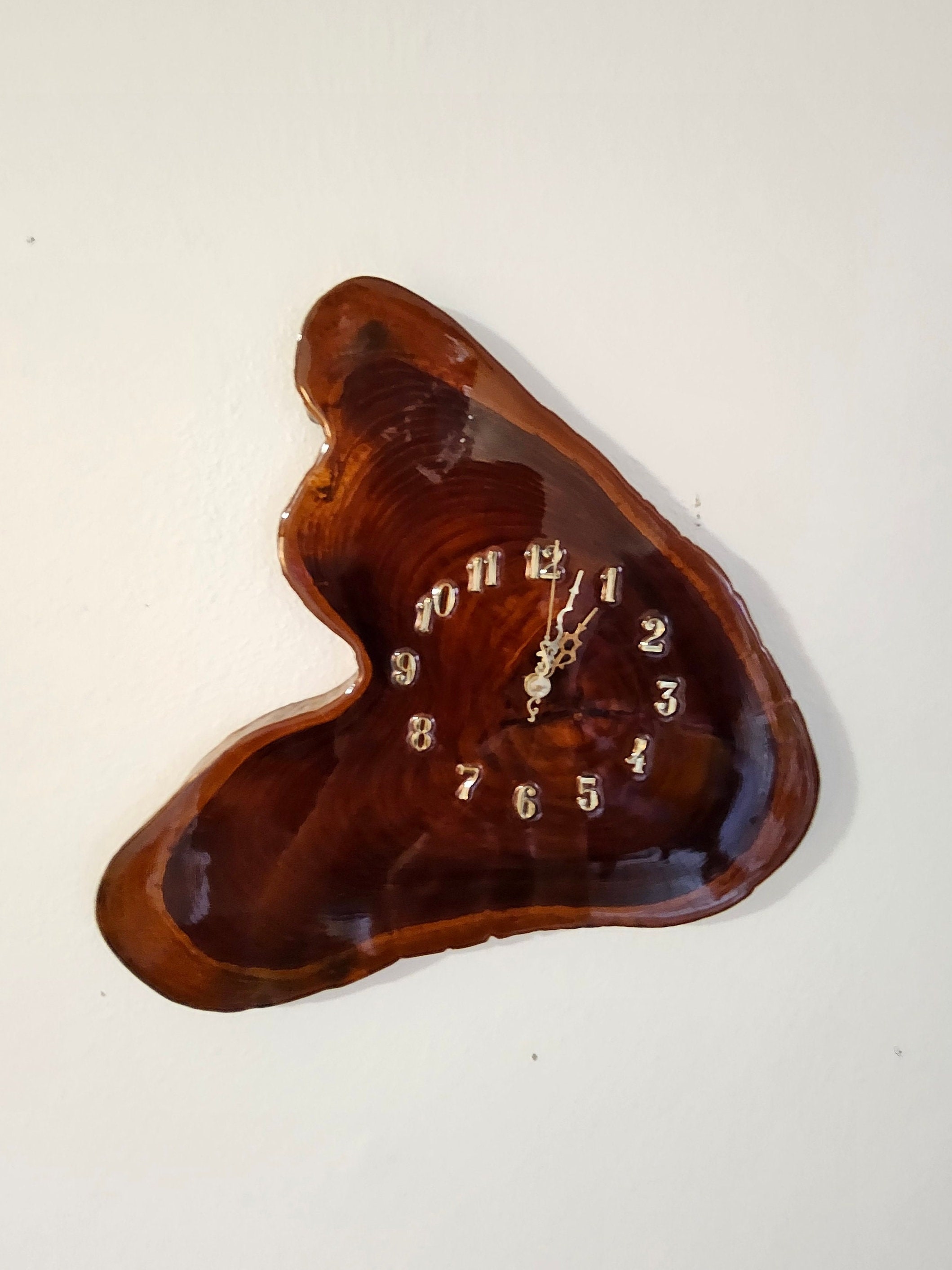 Vintage Burlwood Live Edge Wall Clock Wood Slice Wall Hanging Clock ...