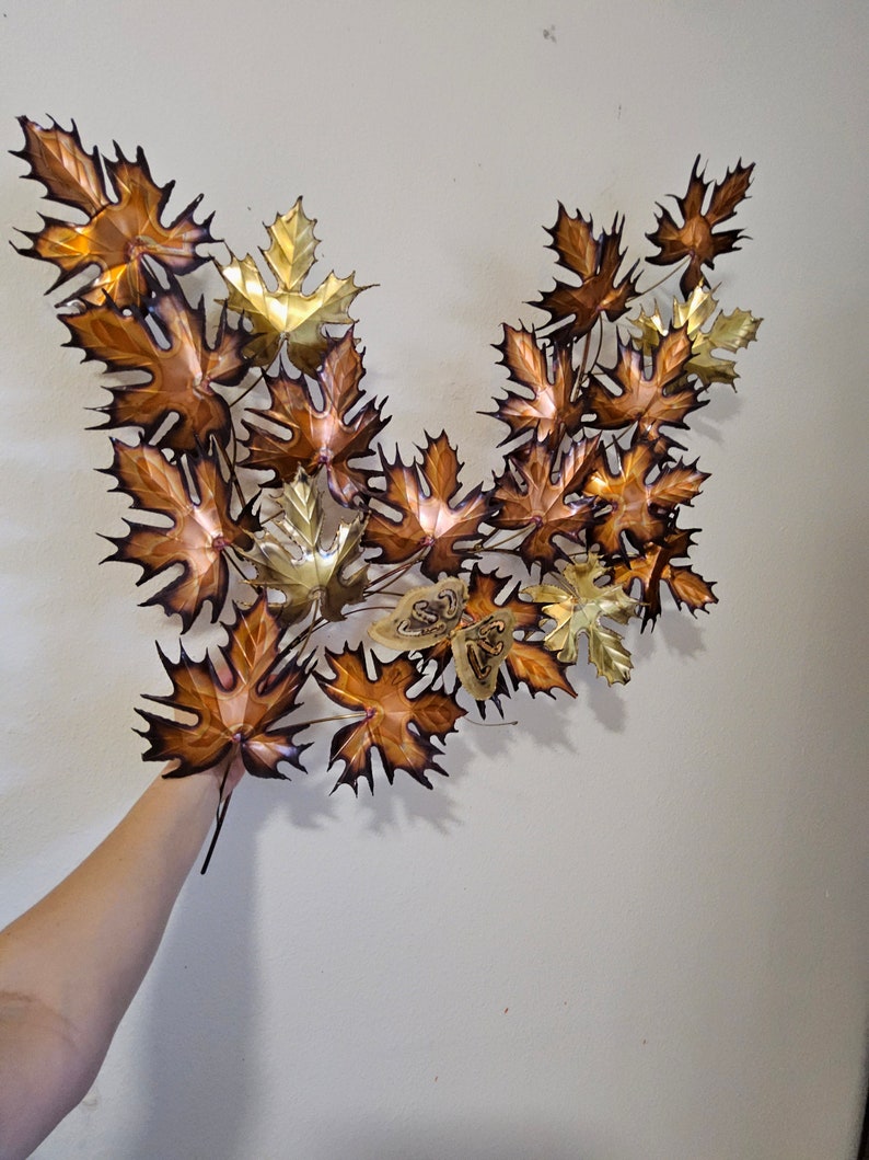 MCM Brass and Copper Maple Leaves Wall Art Extra Large Brass and Copper ...