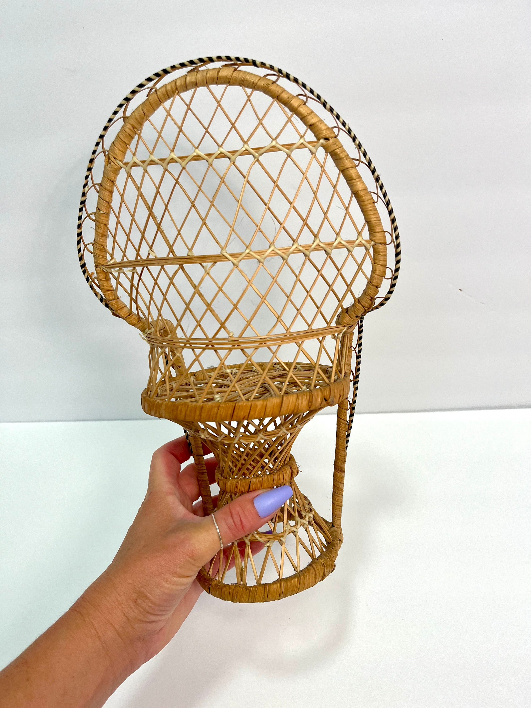 Vintage Wicker Plant Chair Wicker Plant Stand 1970s Wicker Peacock ...