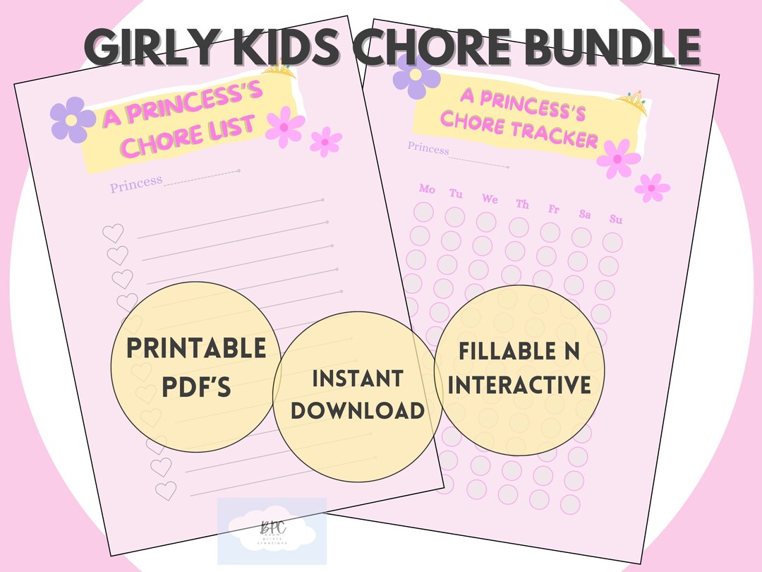 Kid's Chore Chart Template, Chore Calendar Printable, House Chores List ...