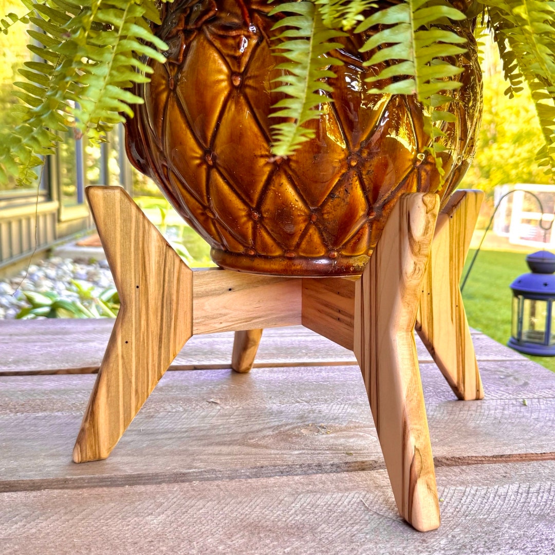 Mid-century Modern Wooden Plant Stand - Ambrosia Maple - Handmade - 8 ...