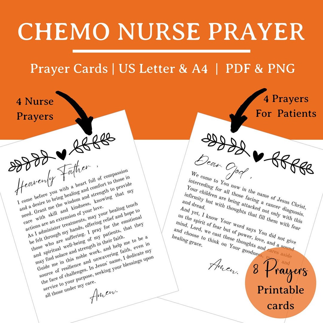 Chemotherapy Nurse Prayer Cards, Christian Card, Digital Print Cards ...