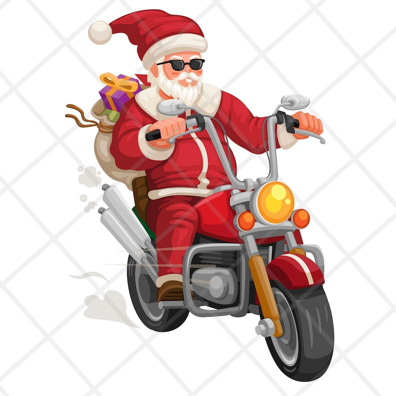 Santa Claus Riding A Motorcycle Svg Png Christmas Motor Biker - Etsy ...