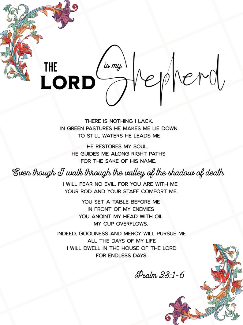 23rd Psalm Print the Lord is My Shepherd 23rd Psalm Wall - Etsy