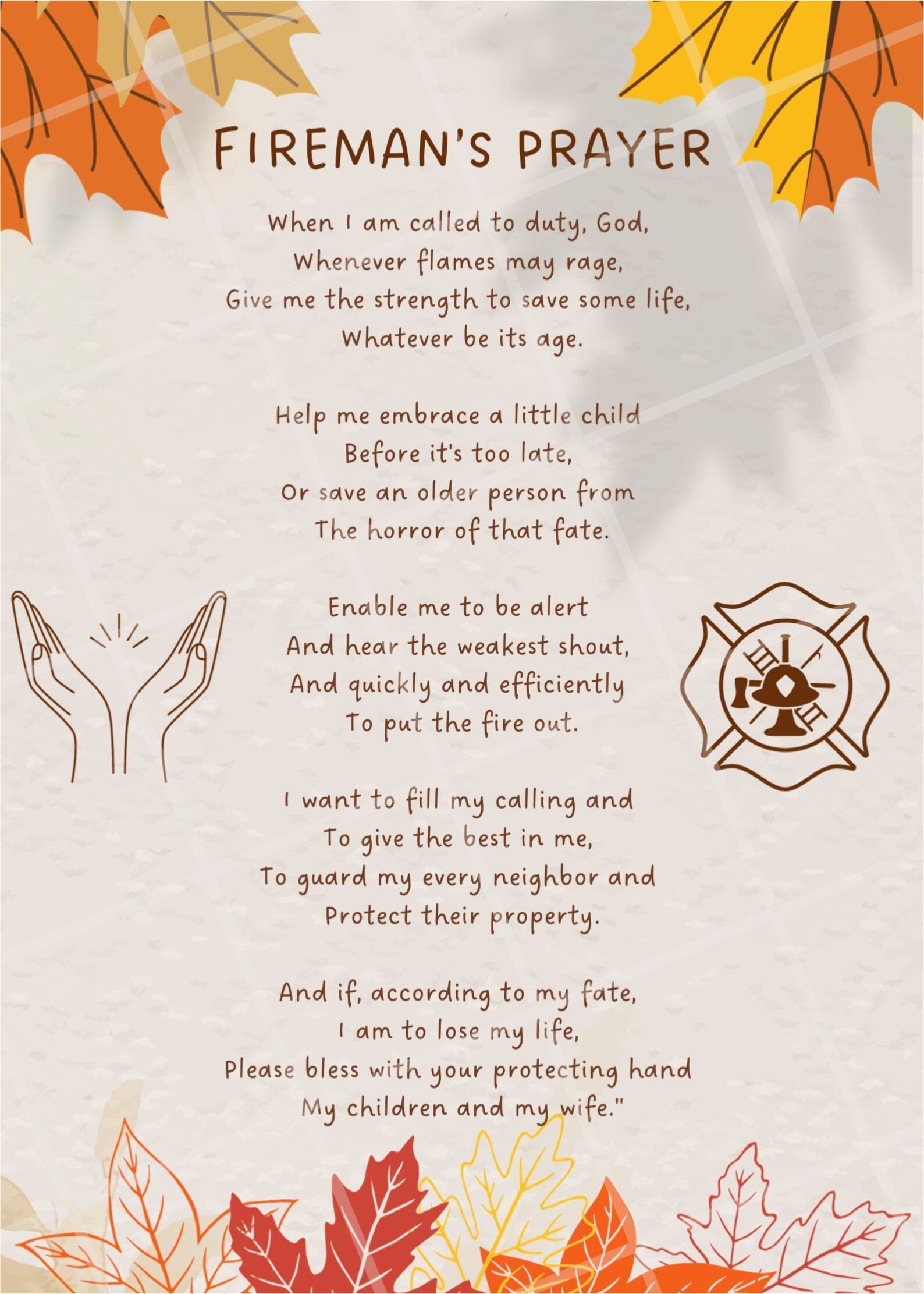 Thanksgiving Fireman Prayer SVG PNG PDF, Fireman's Prayer Svg ...