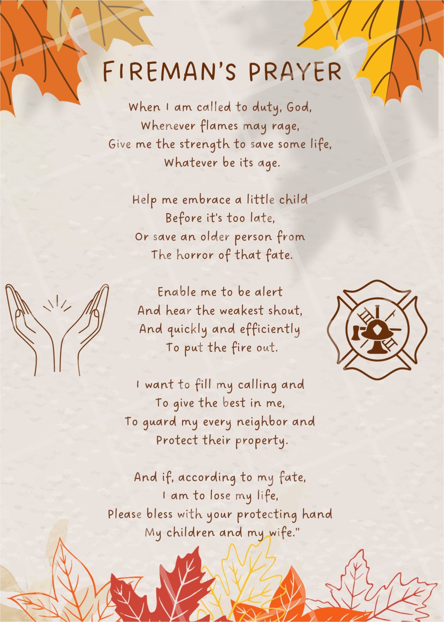 Thanksgiving Fireman Prayer SVG PNG PDF, Fireman's Prayer Svg ...