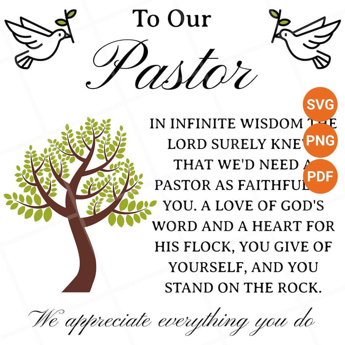 Pastor Appreciation Svg, Pastor Thank You Card, Pastor Appreciation Svg ...