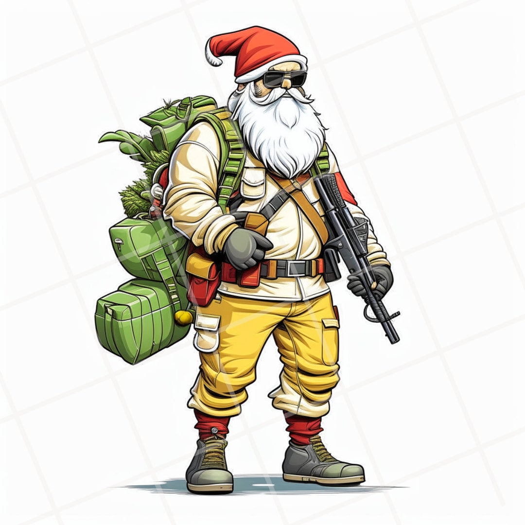 Tactical Santa PNG, Santa Claus PNG, Christmas Digital T-shirt Santa's ...