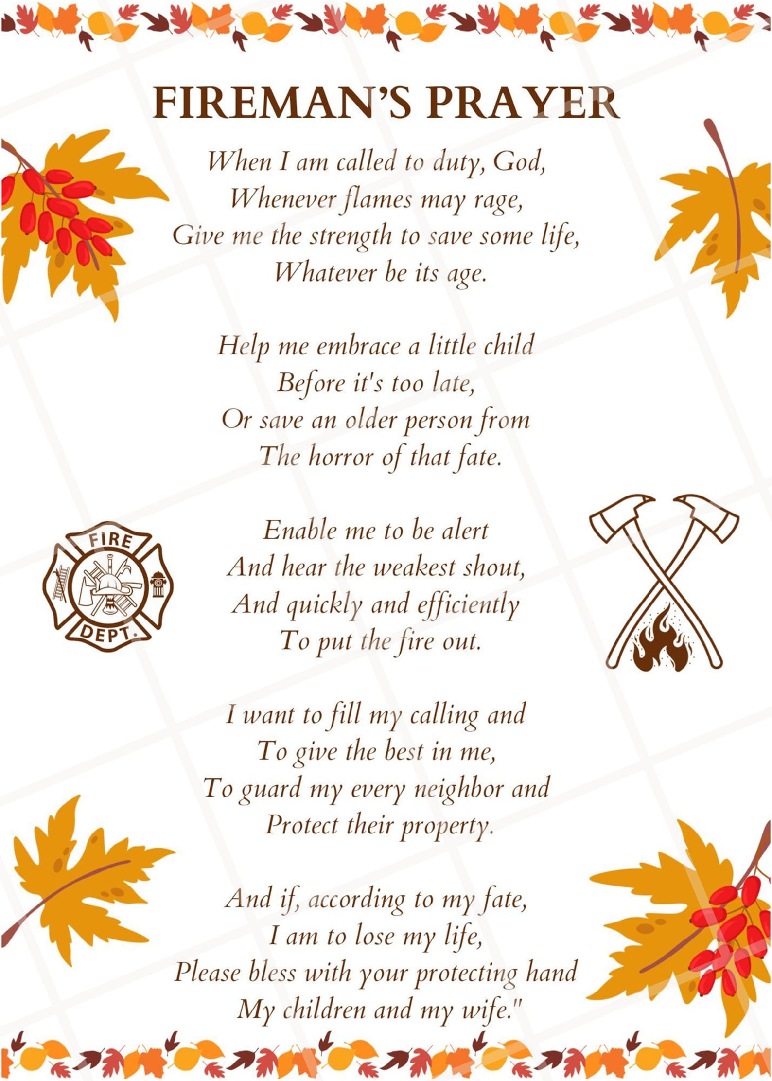 Fireman Prayer SVG PNG PDF, Fireman's Prayer Svg, Firefighter Svg ...