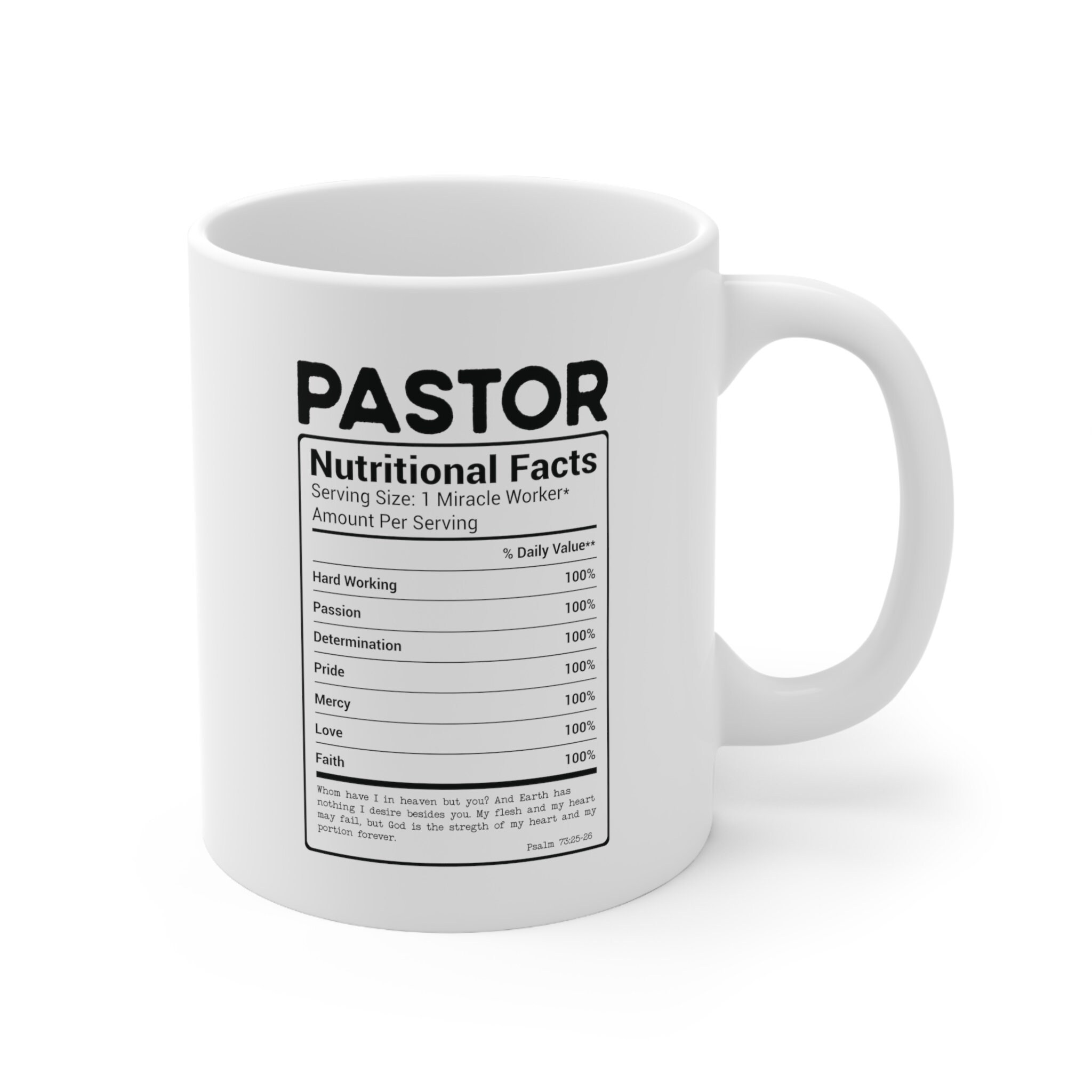 Pastor Nutritional Facts Mug, Gift Pastor, Funny Pastor Gift Idea ...