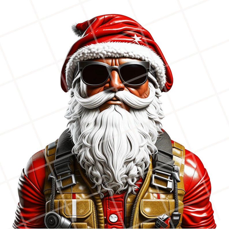 Tactical Santa PNG, Santa Claus PNG, Christmas Digital T-shirt Santa's ...