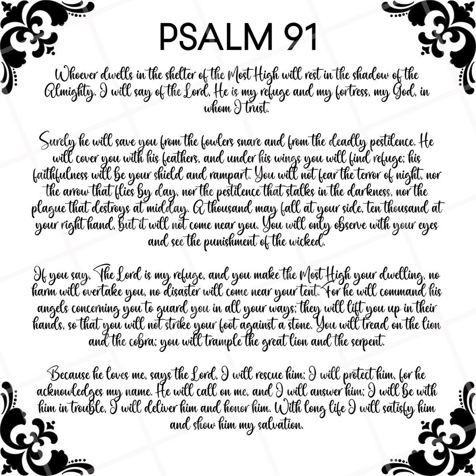Psalm 91 SVG, Christian Print Svg, Christian Wall Art Svg, Psalm 91 Print Svg, Psalm 91 ...
