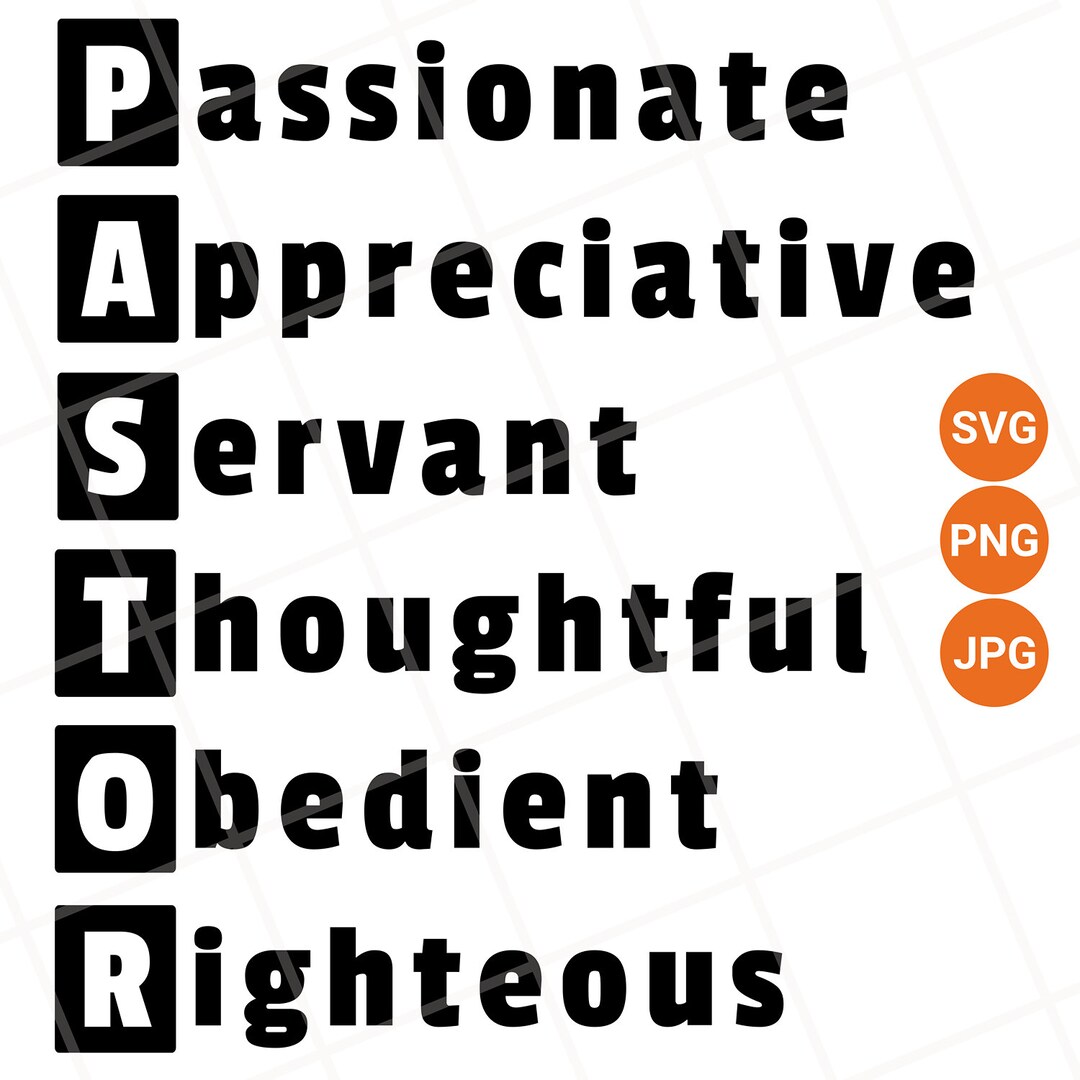 Pastor Svg Passionate Appreciative Servant Thoughtful - Etsy