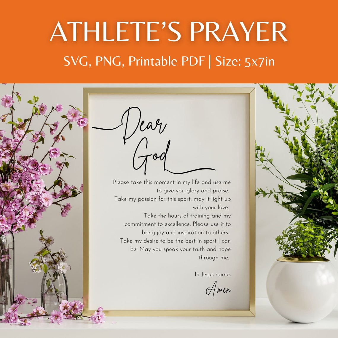 Athletes Prayer SVG PNG PDF, Sports Gifts Printable, Sports Prayer ...