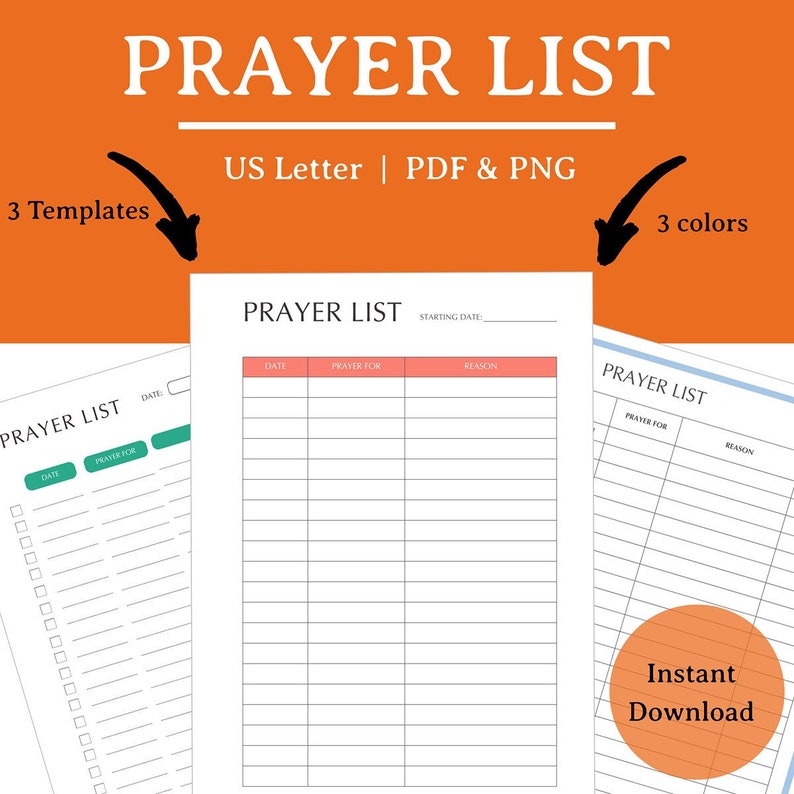 Prayer List Printable PDF, Daily Devotional Practice, Printable Prayer ...