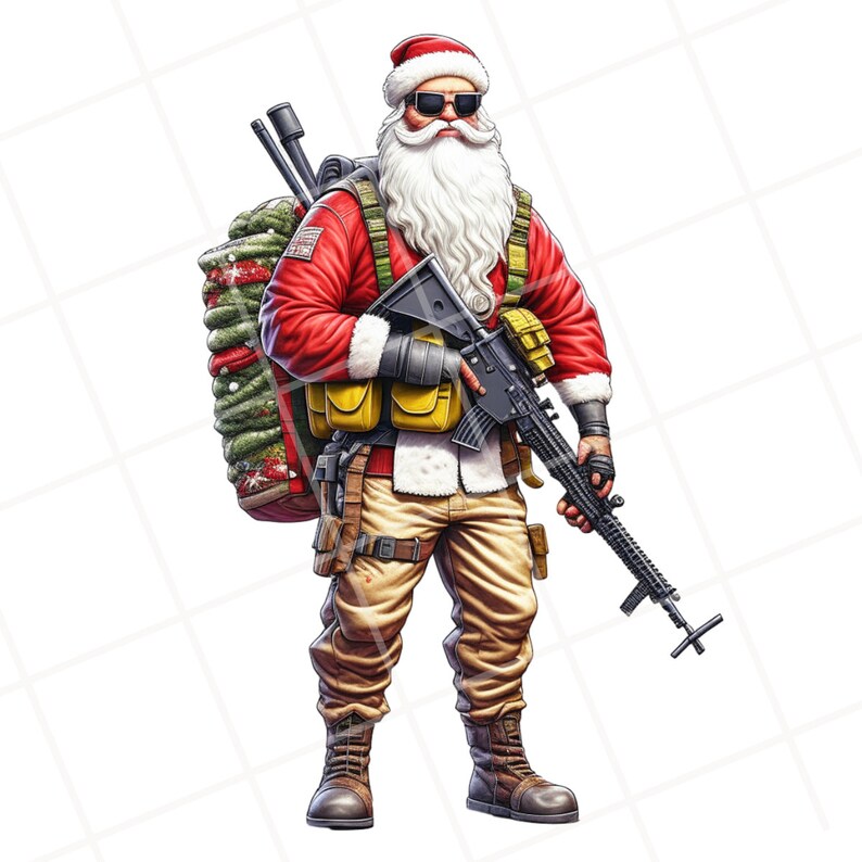 Tactical Santa PNG, Santa Claus PNG, Christmas Digital T-shirt Santa's ...