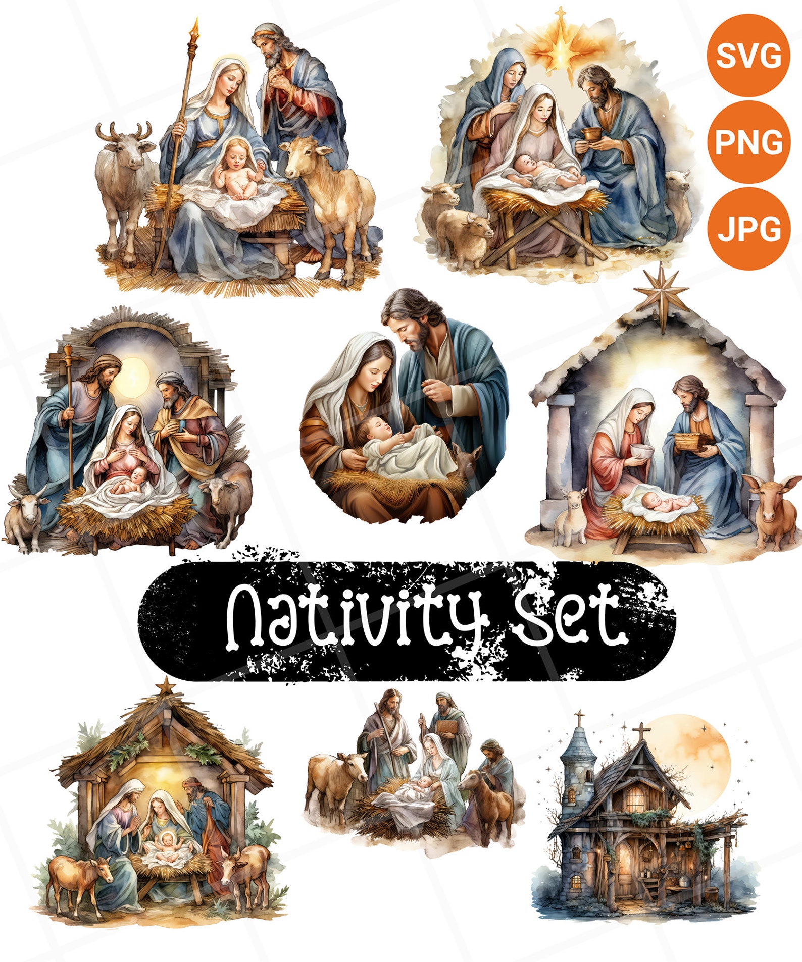 Nativity Set SVG, Nativity Scene Svg, Nativity Svg, Png, Jpg, Christmas ...