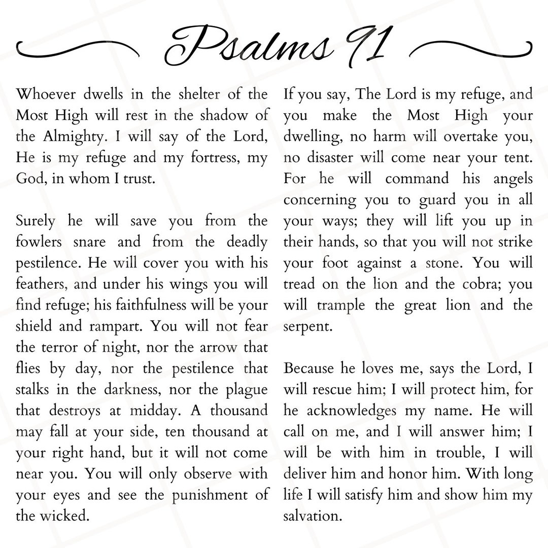 Psalm 91 Svg Png, Christian Print Svg, Christian Wall Art Svg ...