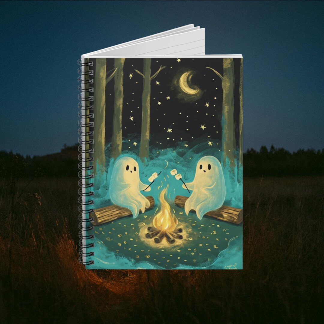 Whimsical Ghost Campfire Notebook, Cute Spiral Journal for Writing ...