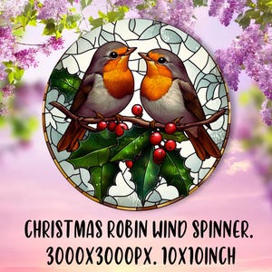 Wind Spinner, Stained Glass, Robin Sublimation Design, Christmas Decor ...