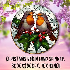 Wind Spinner, Stained Glass, Robin Sublimation Design, Christmas Decor ...