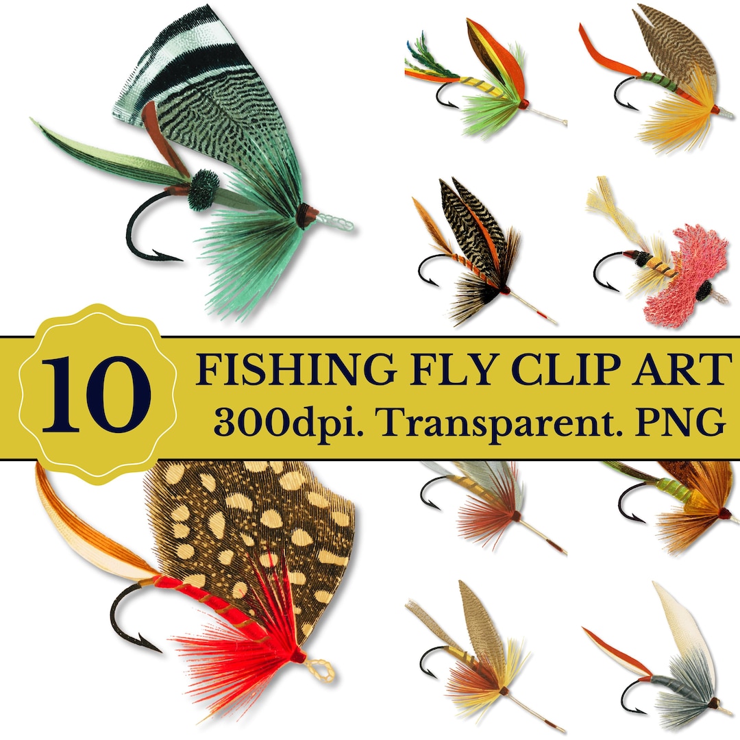 Fishing Fly Clipart Bundle, Transparent PNG Designs (digital Download ...
