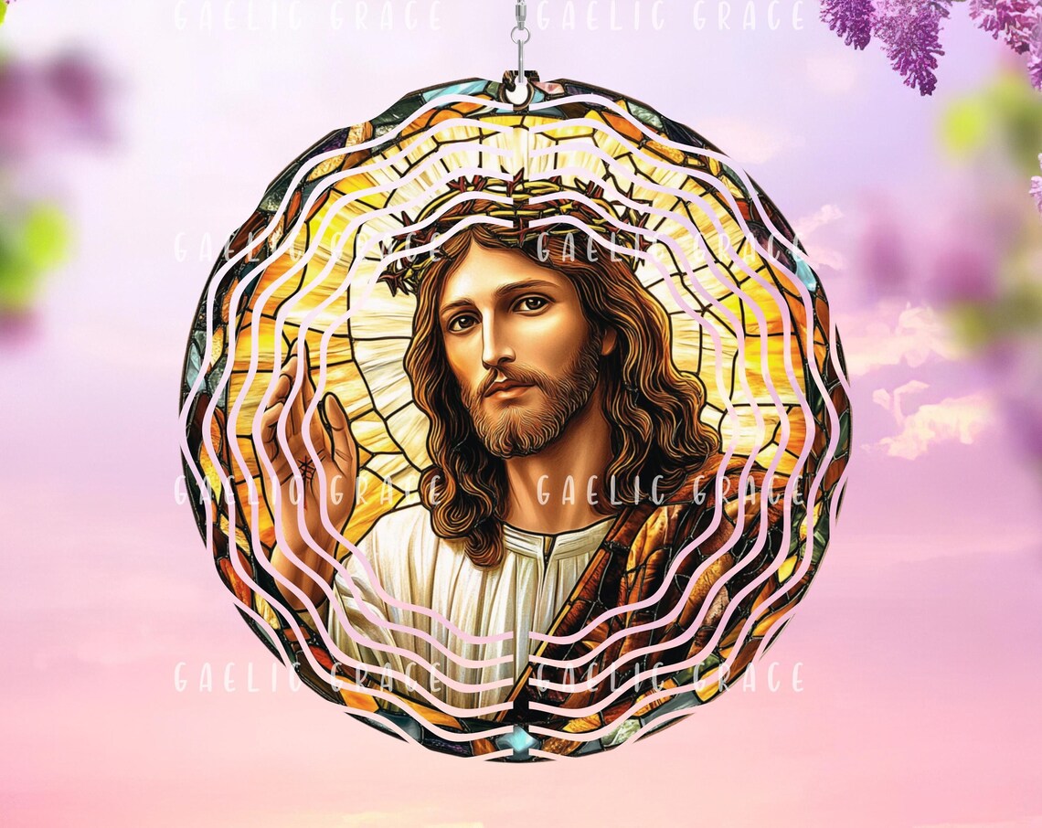 Wind Spinner, Stained Glass, Jesus Christ Sublimation Design, Jesus of ...