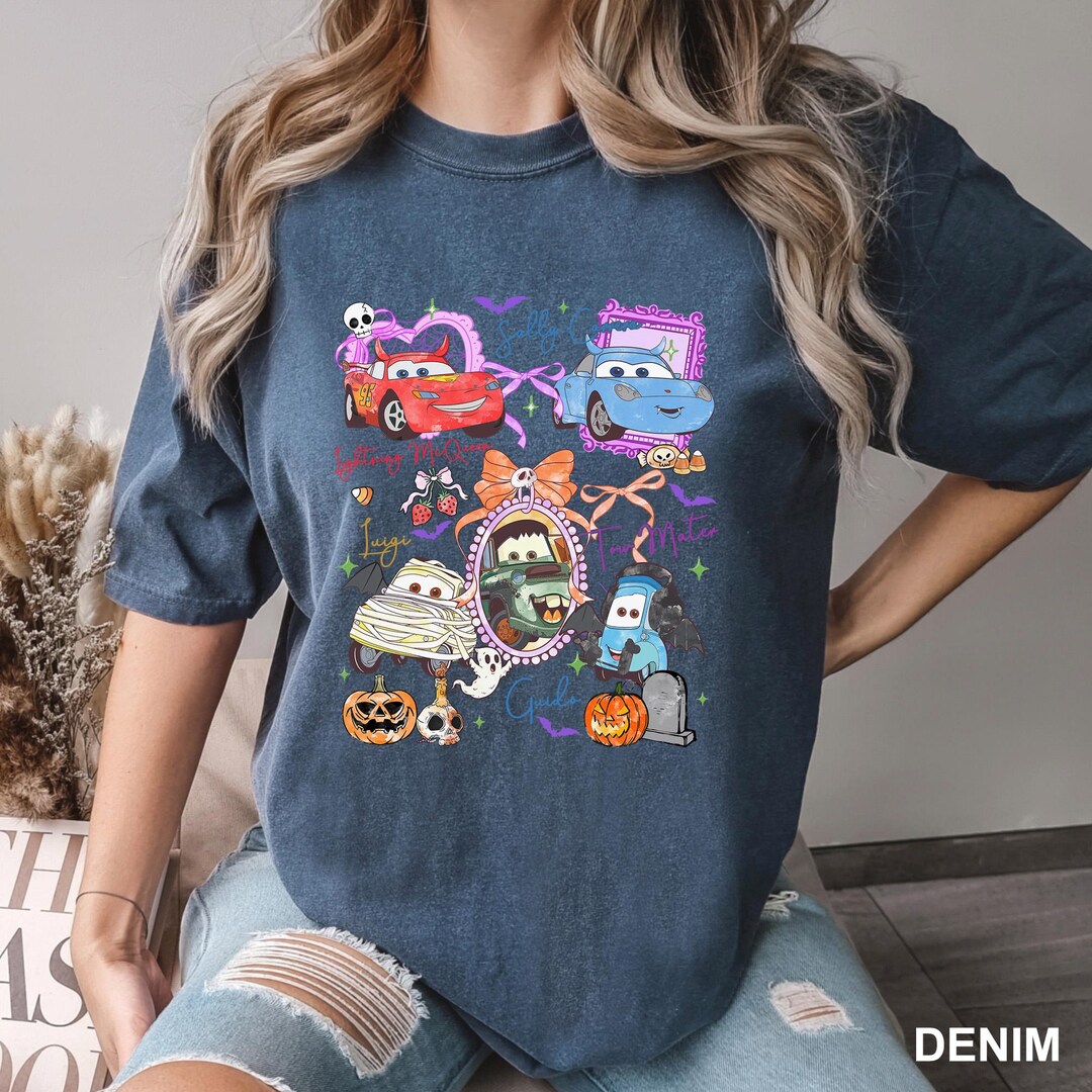 Retro Coquette Cars Halloween Shirt, Comfort Colors, Lightning Mcqueen ...