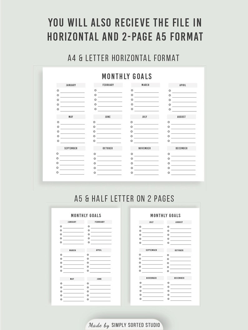 Annual Goal Tracker - A4, A5, Letter, Printable, Fillable PDF - Etsy