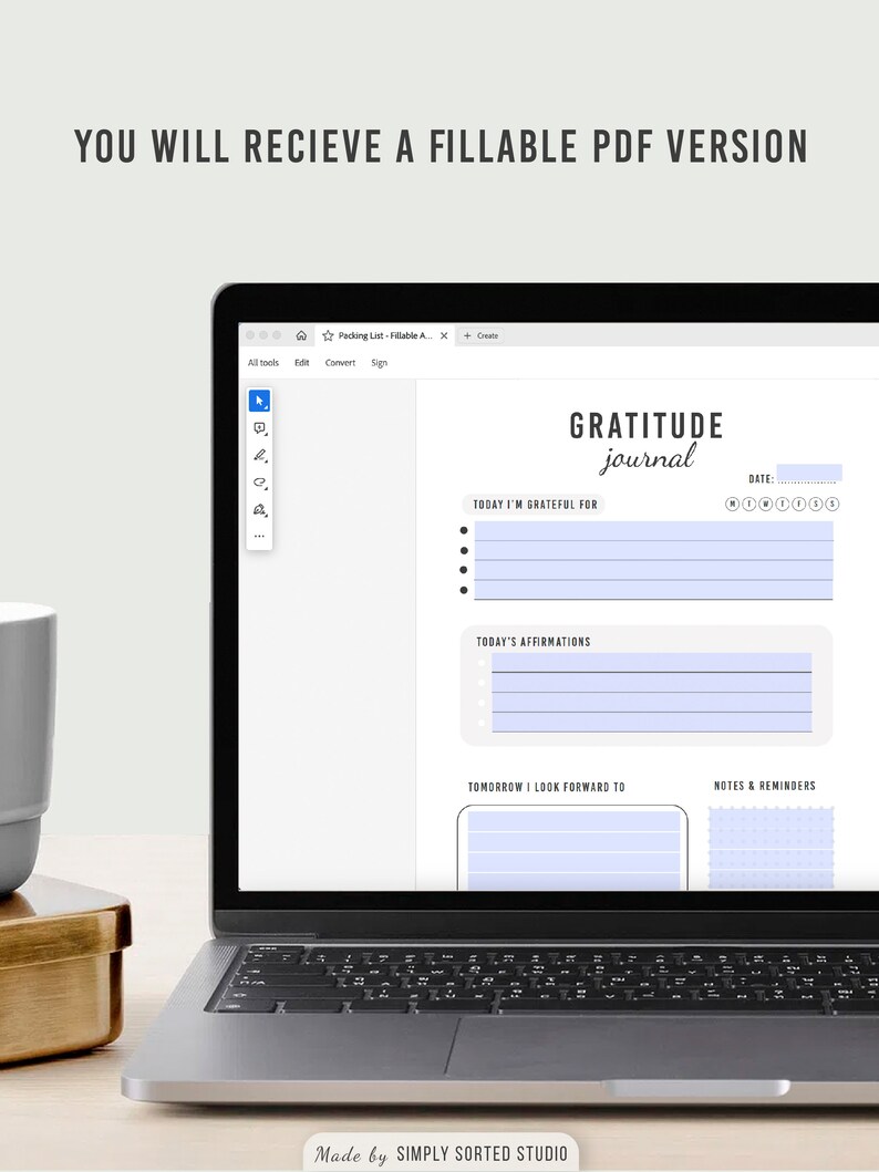 Digital Gratitude Journal - Printable, Fillable PDF, A4, A5, Letter ...