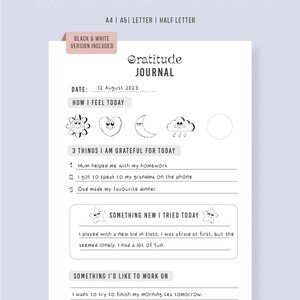 Children's Gratitude Journal - A4, A5, Letter, Half Letter, Printable ...