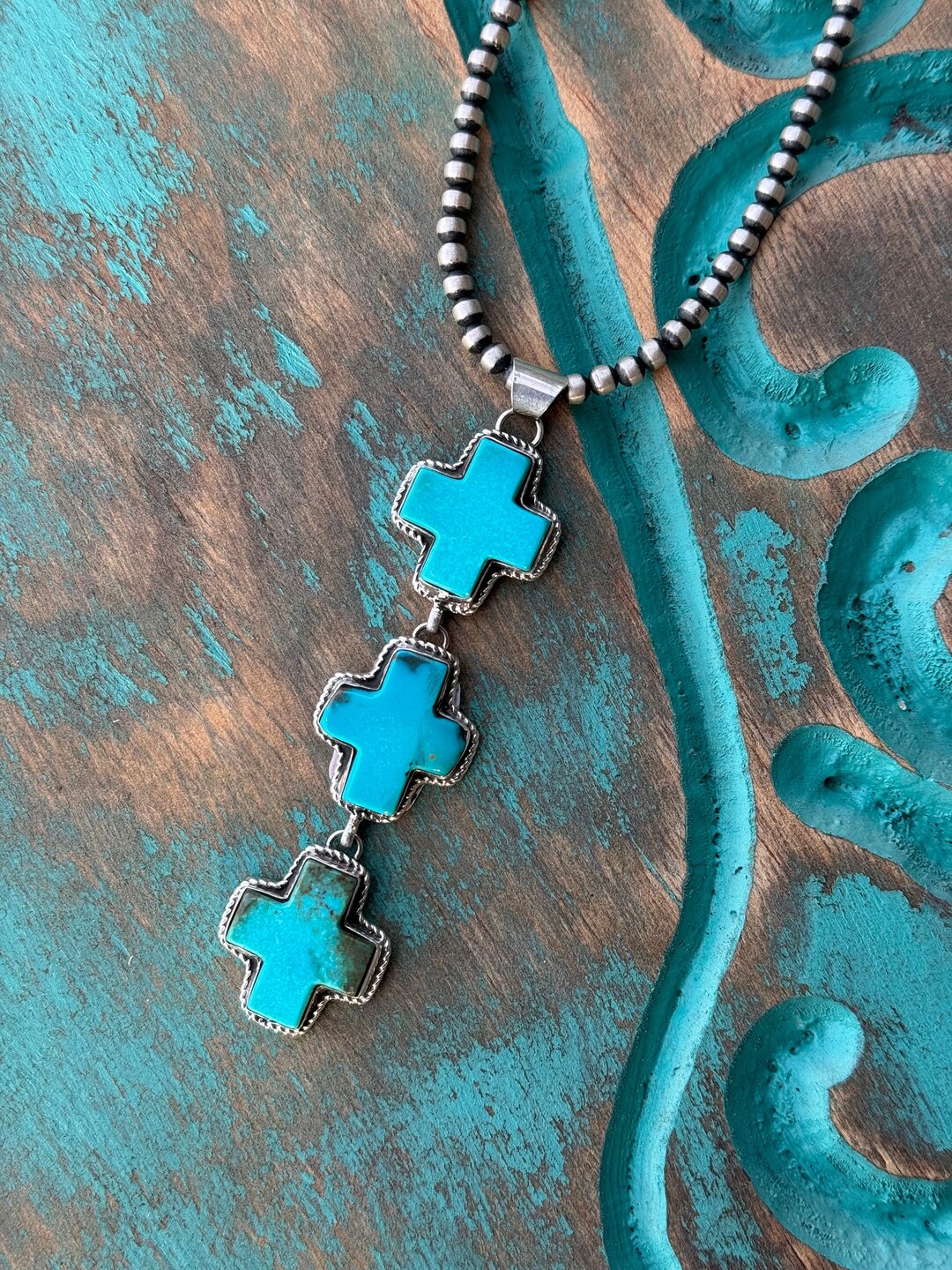 Turquoise 3 Cross Pendant - Etsy