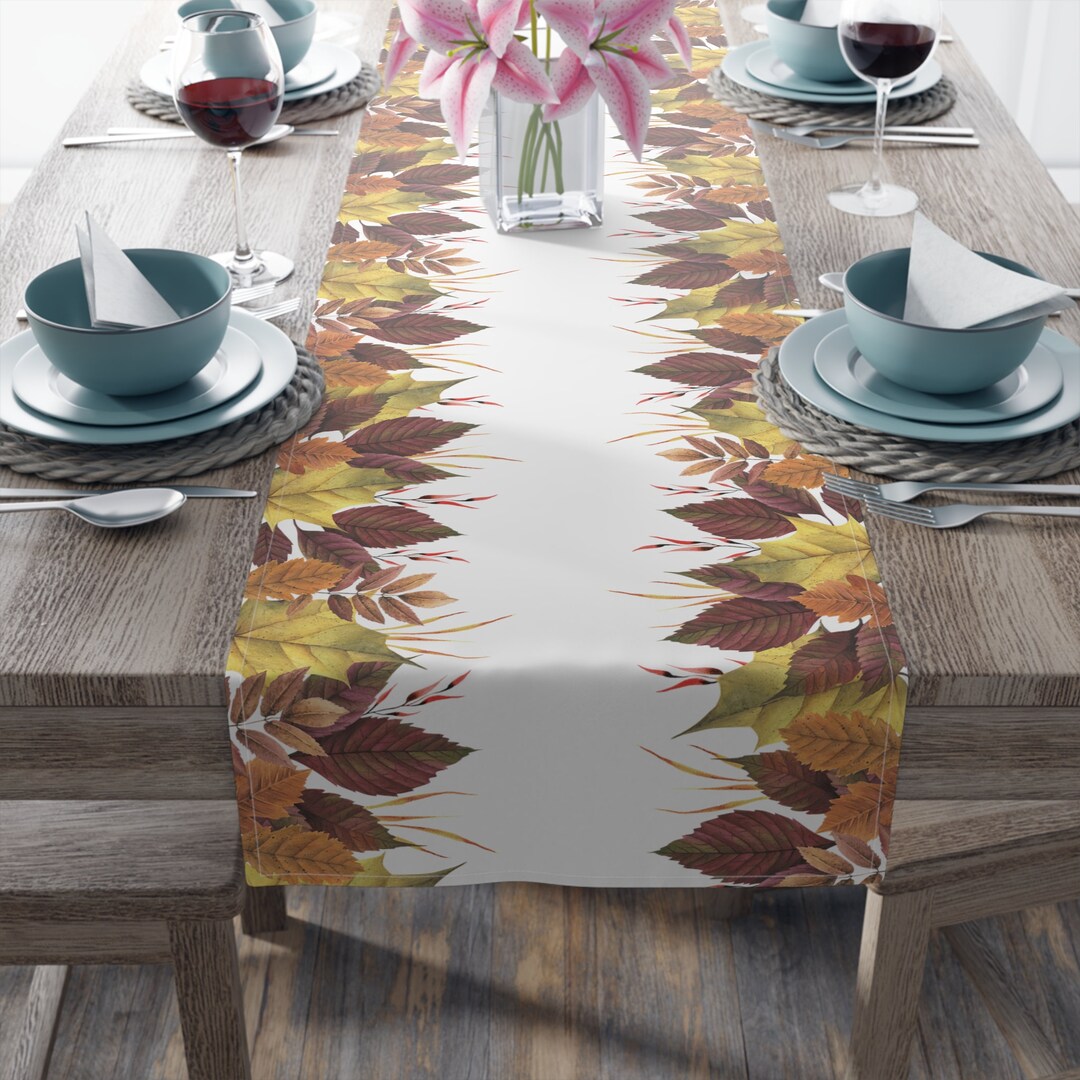 Elegant Fall Leaf Table Runner, Polyester or Cotton Table Runner ...