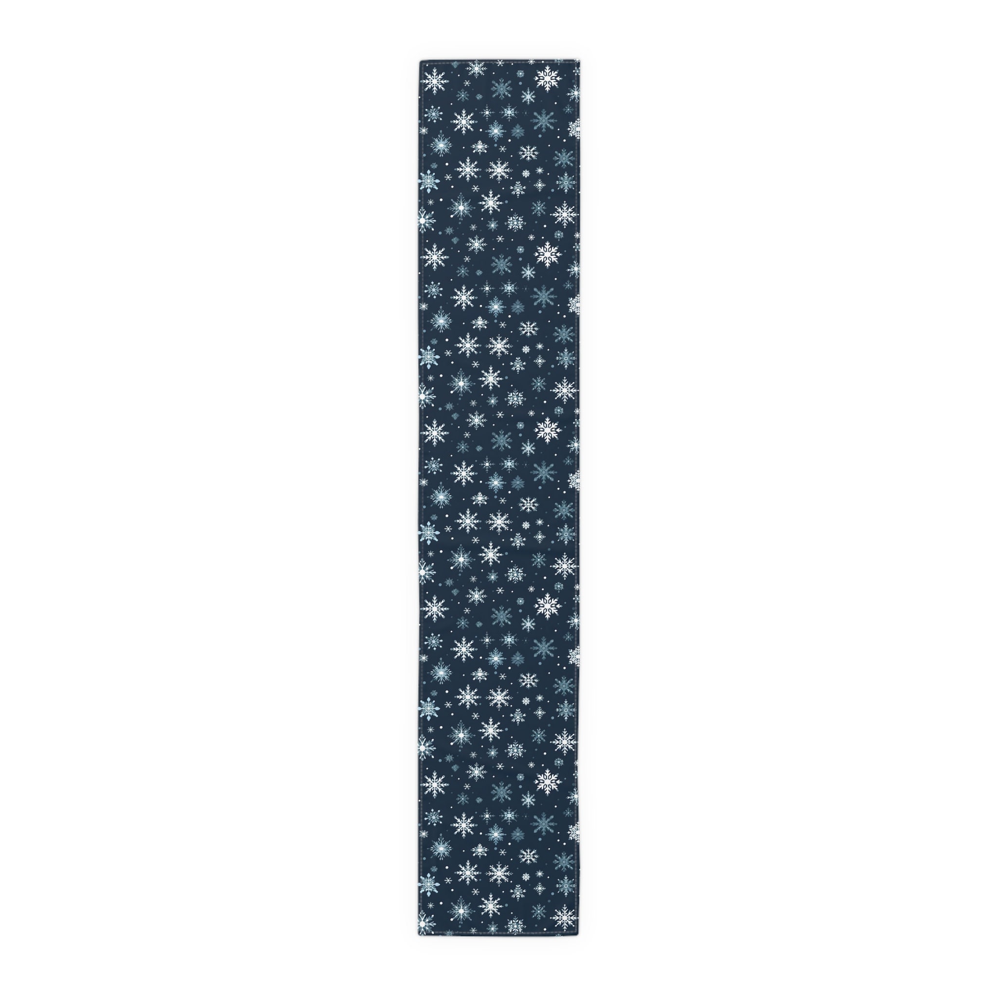 Navy Blue Snowflake Table Runner, Polyester / Cotton Table Runner, Winter Snowflake Decor ...