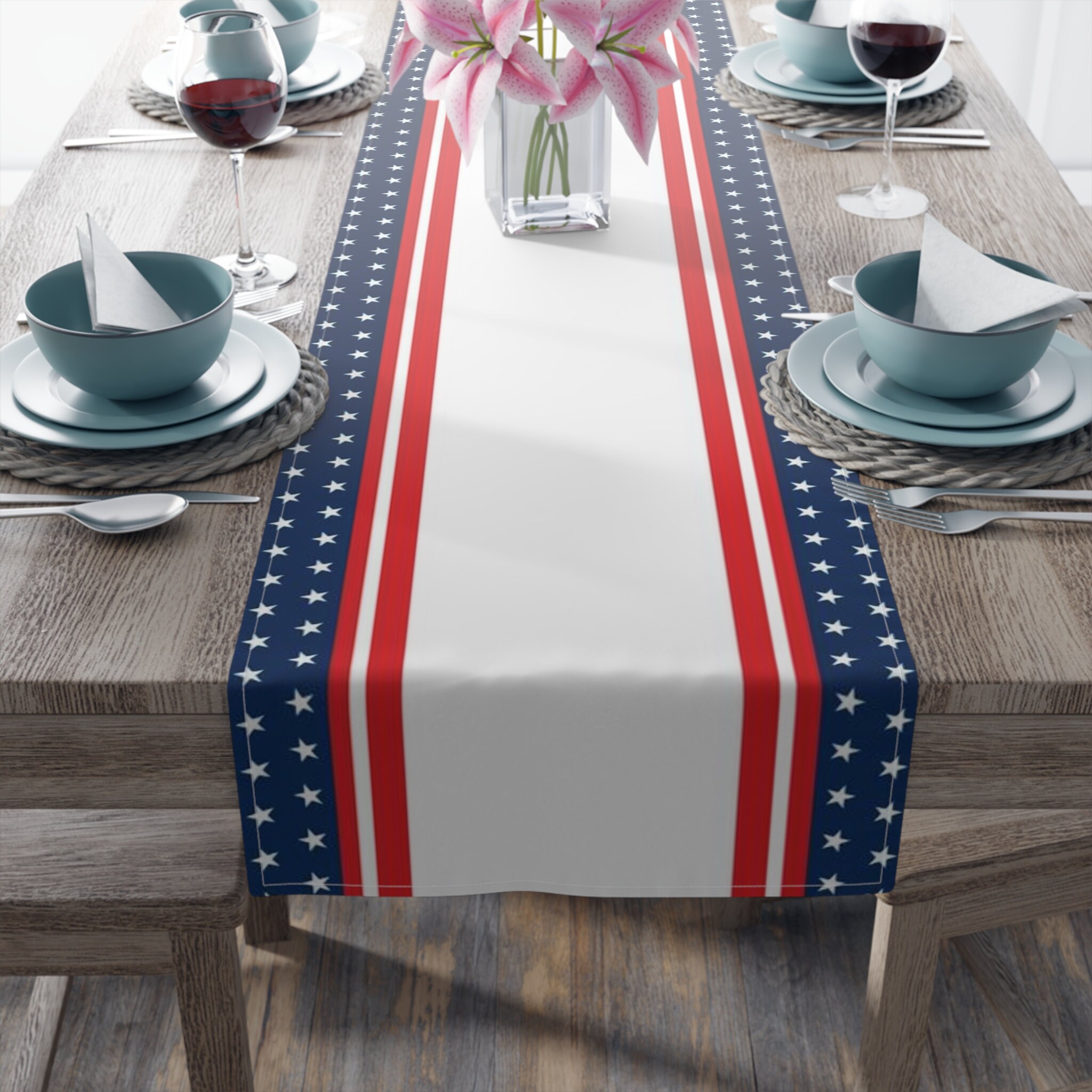4th of July Table Runner, Fourth of July Table Runner, Polyester or ...