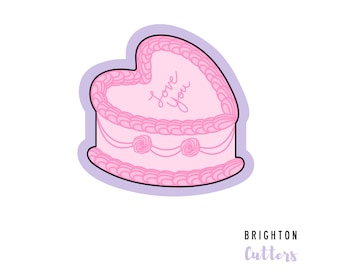 STL Instant Digital Download Heart Shaped Cake Cookie Cutter, Vintage ...