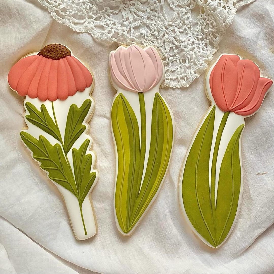 Long Stemmed Spring Flower Cookie Cutters: Tulips, Bouquet Designs (set ...