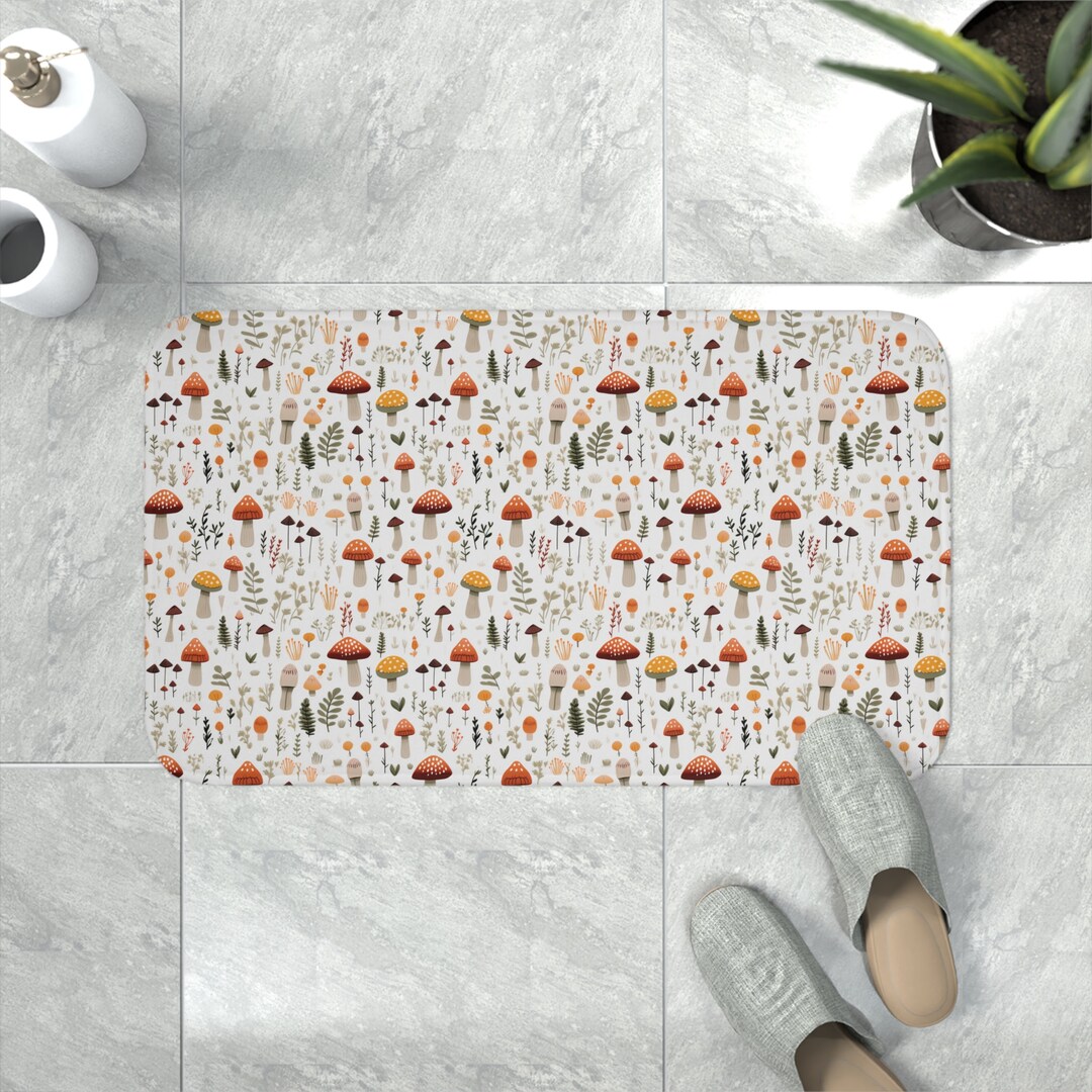 Mushroom Memory Foam Bath Mat Fall Home Decor Cottage Core - Etsy