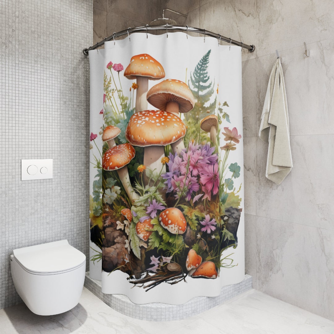 Cottage Core Mushroom Shower Curtain, Mushroom Gift, Mushroom Decor ...