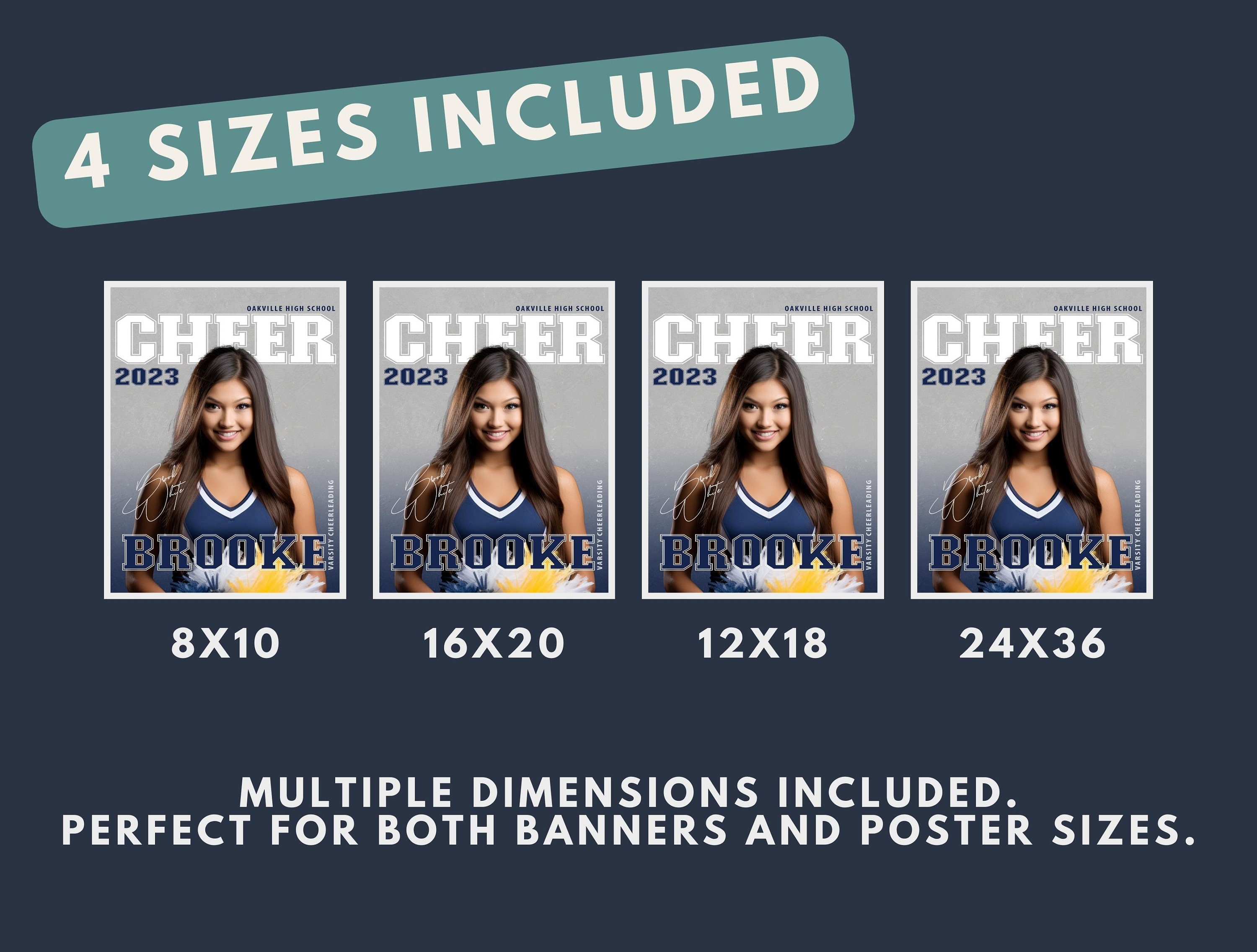 Cheerleading Poster Template, Custom Cheer Banner, Digital Background ...