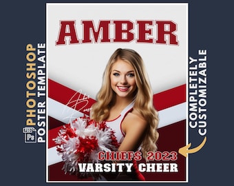 Cheerleading Poster Template, Custom Cheer Banner, Digital Background ...