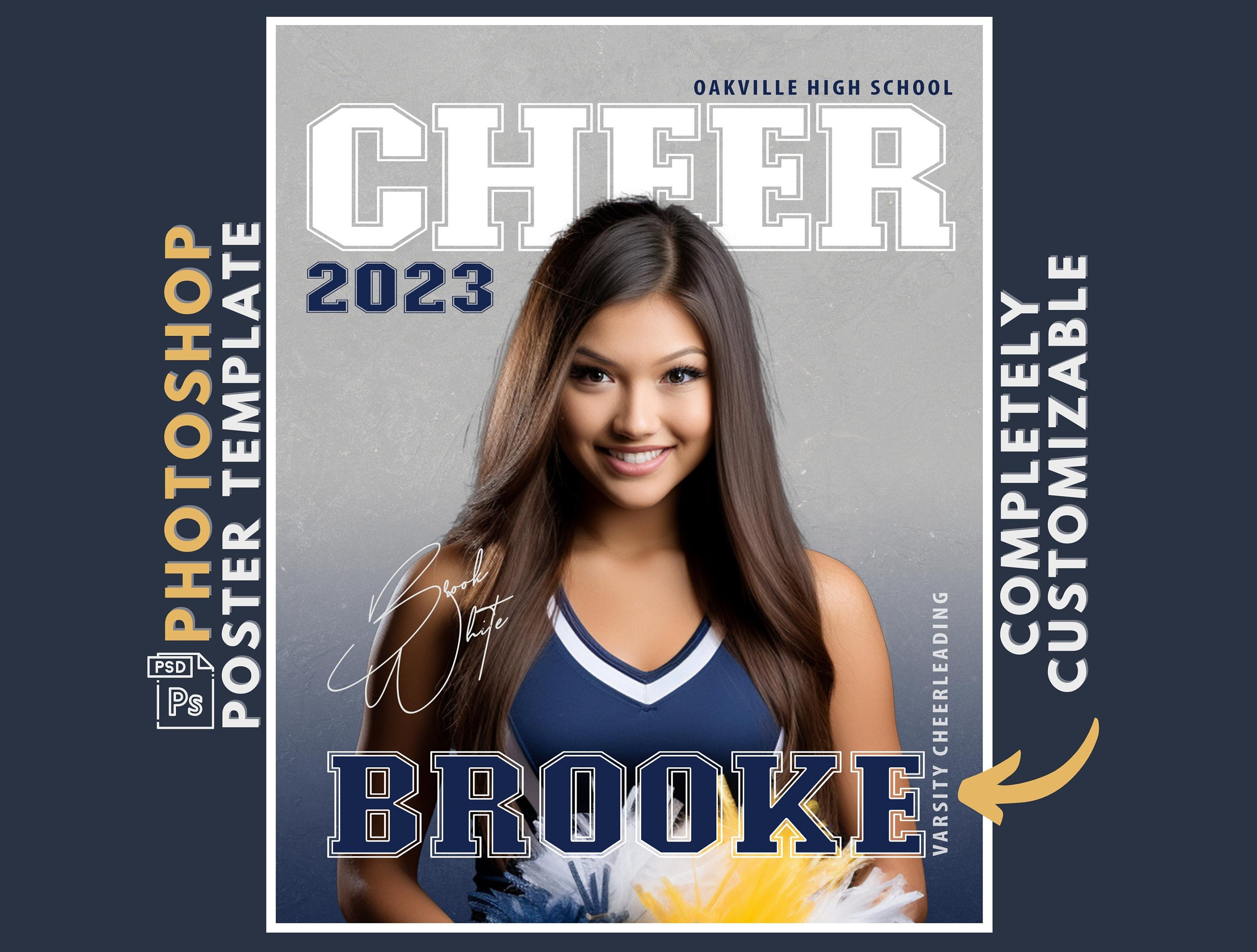 Cheerleading Poster Template, Custom Cheer Banner, Digital Background ...