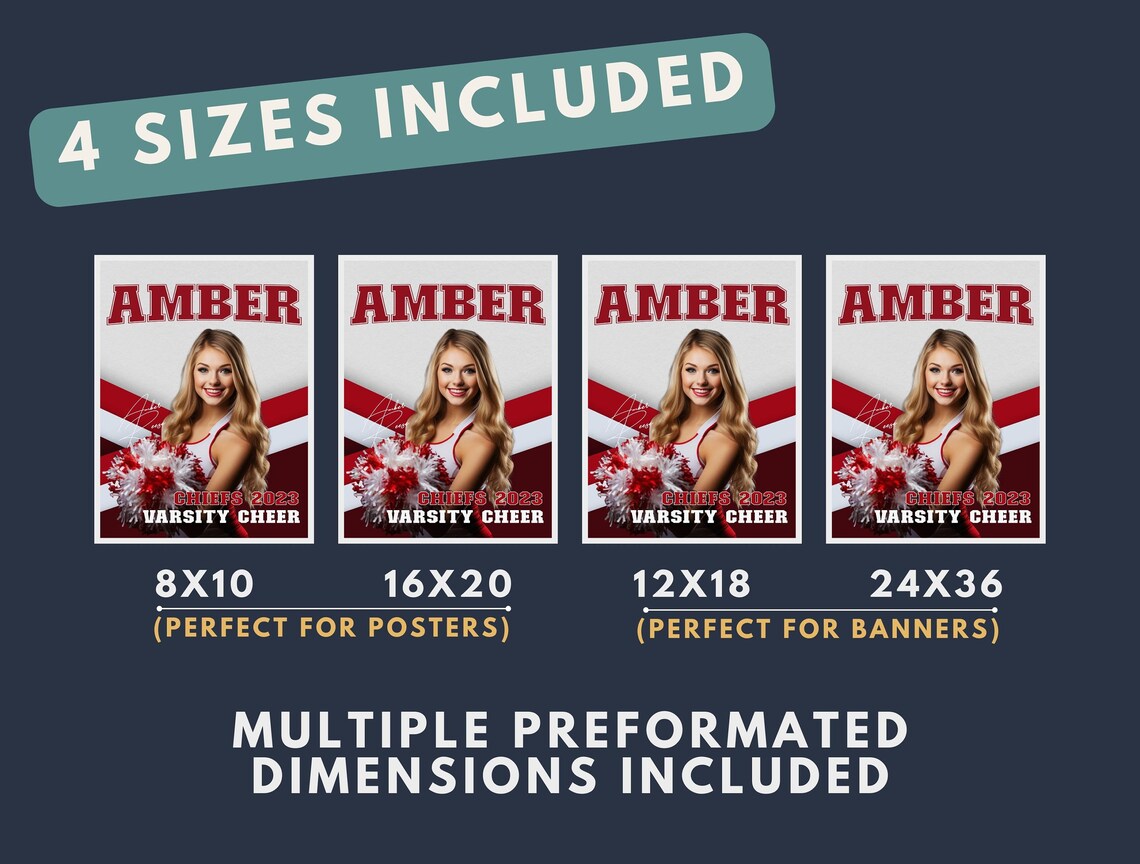 Cheerleading Banner & Poster Template, Custom Cheer Digital Background ...