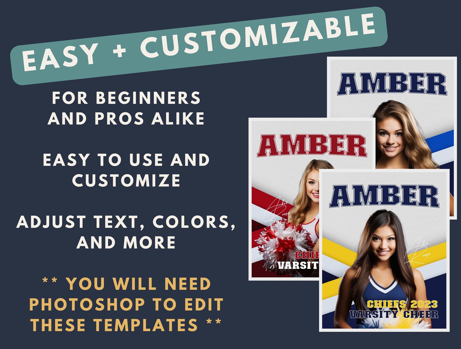 Cheerleading Banner & Poster Template, Custom Cheer Digital Background ...