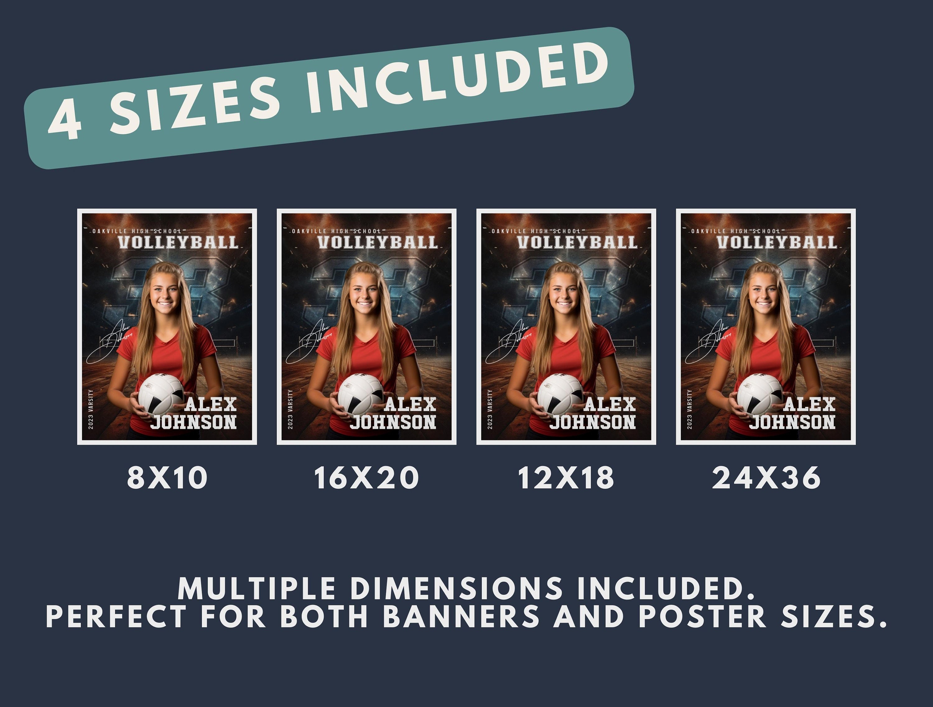 Volleyball Poster Template, Photoshop Template, Sports Banner, Digital ...