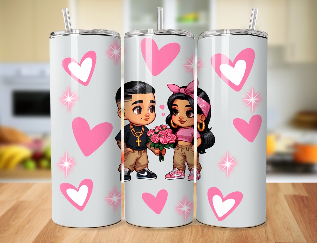 Pink Chicano Cholo Couple With Hearts PNG File-digital - Etsy