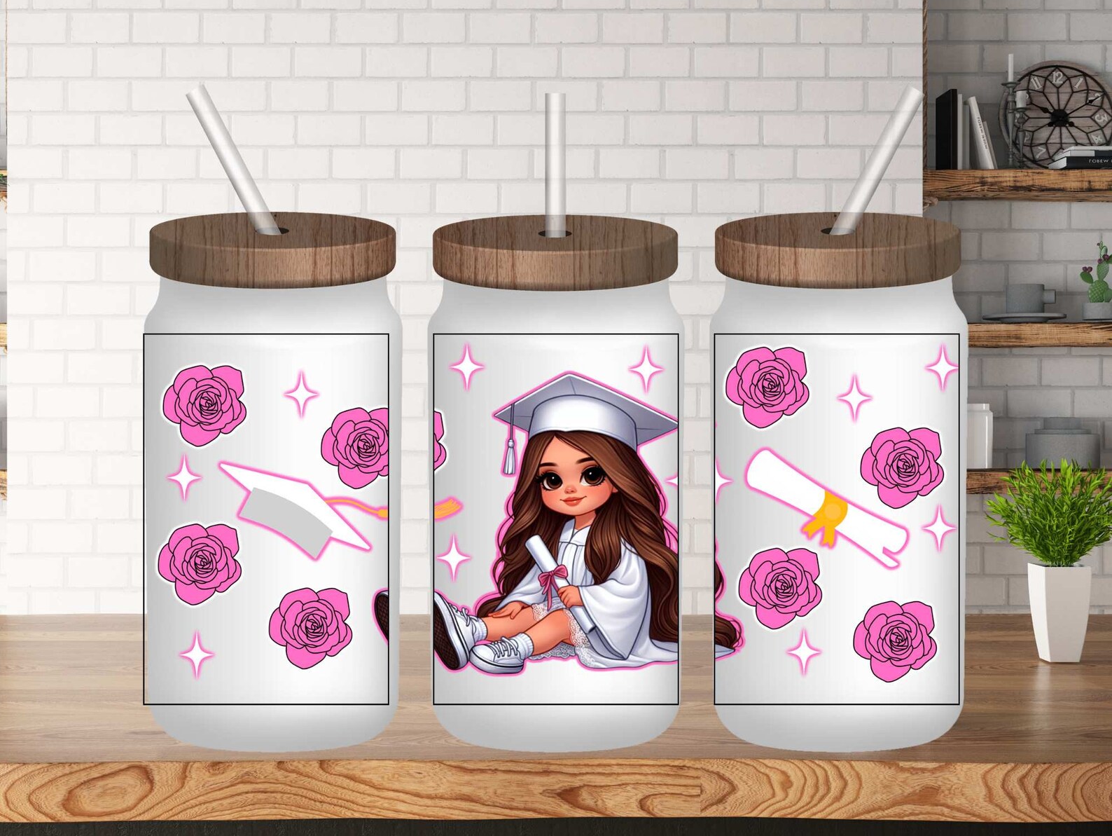 16oz Wrap Graduation PNG File Girl Graduate Pink - Etsy