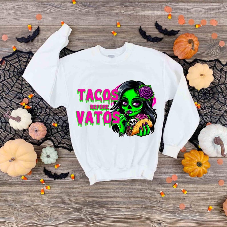 Tacos Before Vatos PNG FILE- Digital Halloween Funny Zombie Taco Lover ...