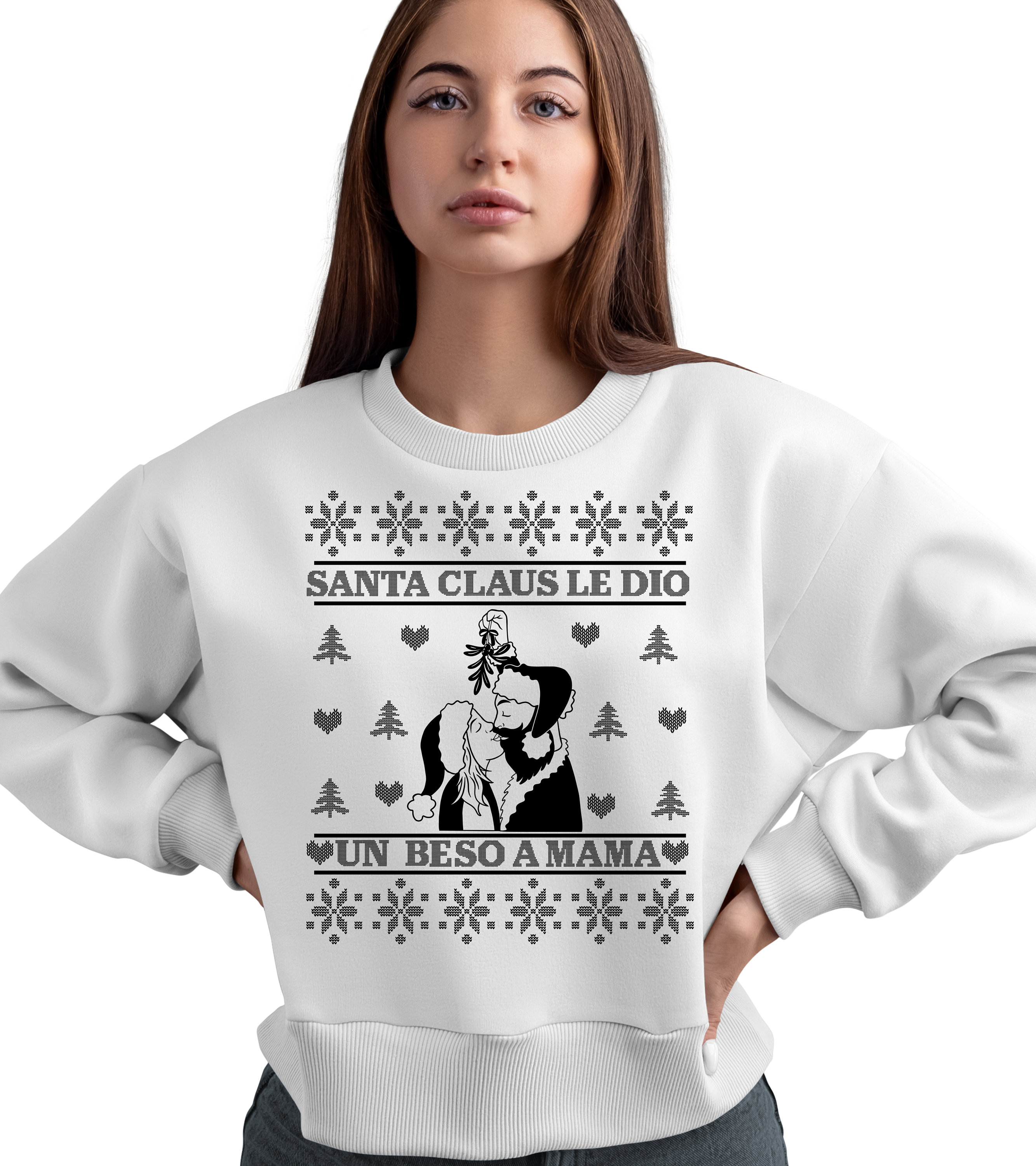 Santa Claus Le Dio Un Beso a Mama Png Mexican Christmasugly Sweater Png ...